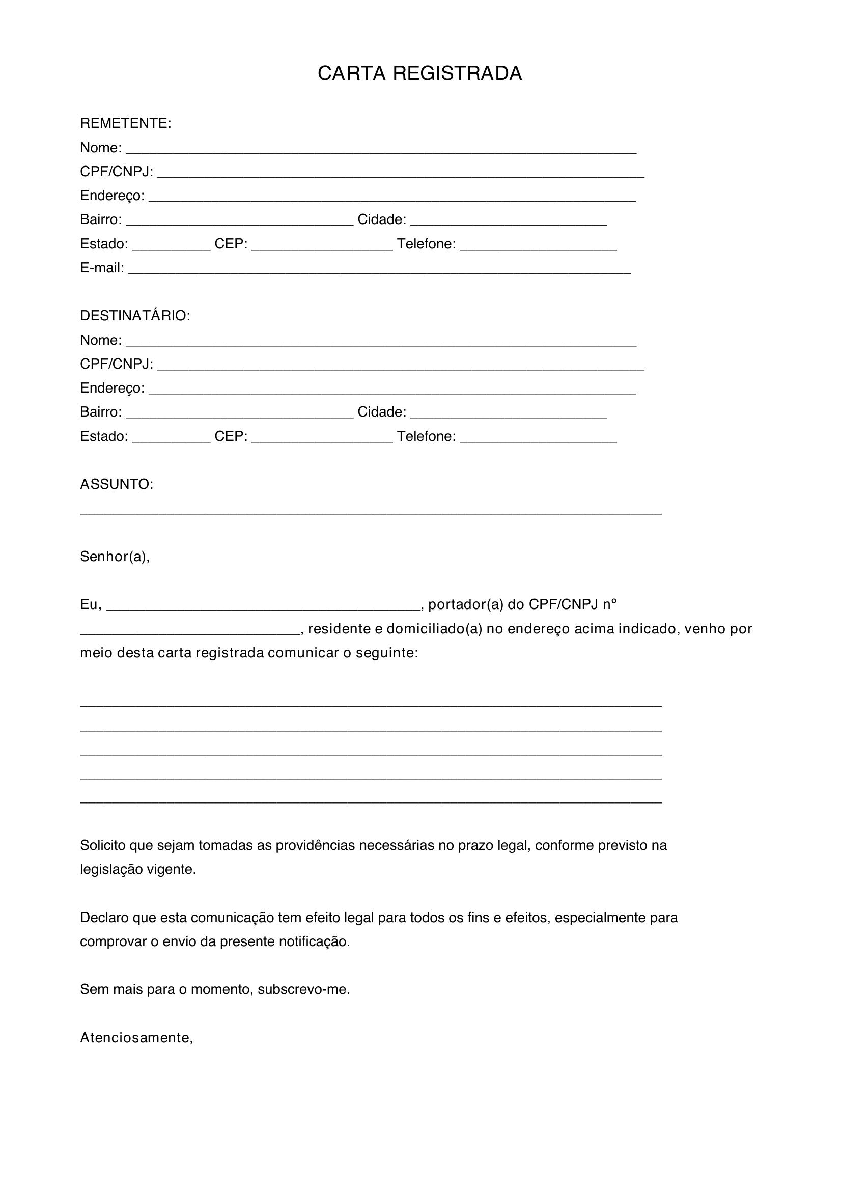 Modelo De Carta Registrada