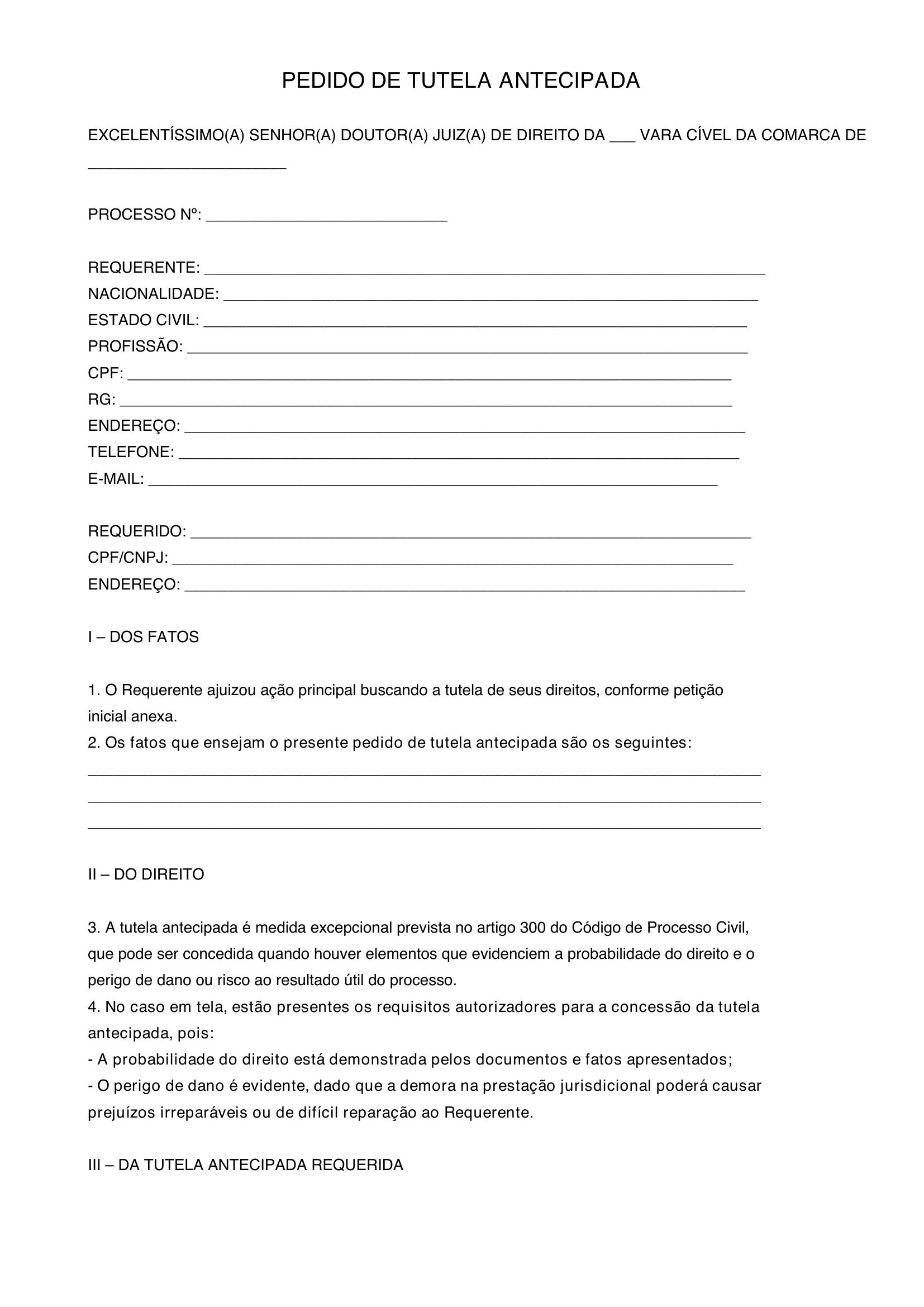 Modelo De Tutela Antecipada